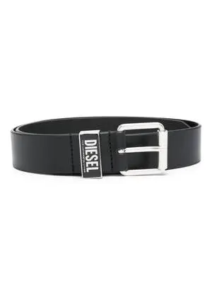 DIESEL® B-glossy Loop 40 Leather Belt - Black