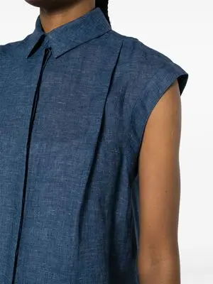 Emporio Armani Pleat-detailing Chambray Shirt