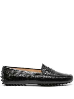 TOD'S Crinkled Leather Penny Loafers