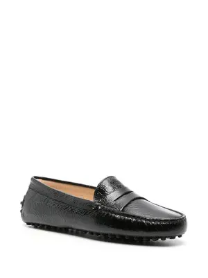 TOD'S Crinkled Leather Penny Loafers