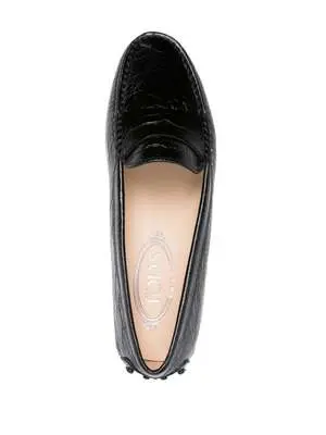 TOD'S Crinkled Leather Penny Loafers