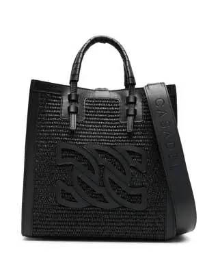 Casadei Beaurivage Raffia Tote Bag - Black