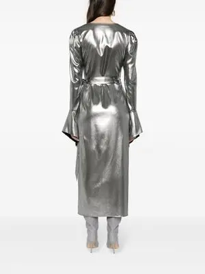 ROTATE BY BIRGER CHRISTENSEN Lamé Wrap Midi Dress