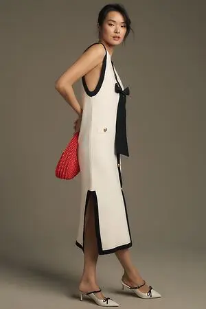 English Factory Sleeveless V-neck Bow Midi Dress
