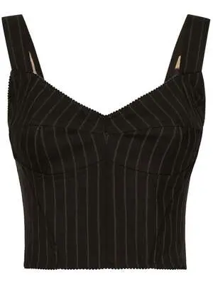 Dolce & Gabbana Pinstriped Bustier Top - Black