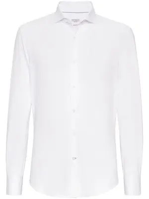 Brunello Cucinelli Spread-collar Cotton Shirt - White