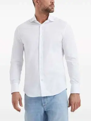 Brunello Cucinelli Spread-collar Cotton Shirt - White