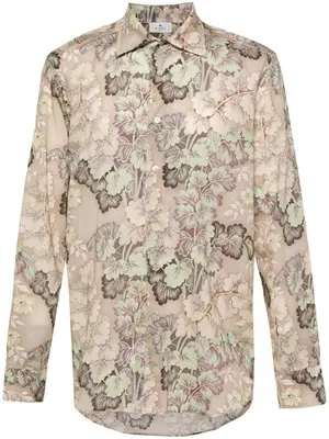 Etro Floral-print Cotton Shirt - Neutrals