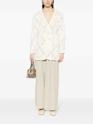 TWINSET Diamond-pattern Crochet Knit Cardigan