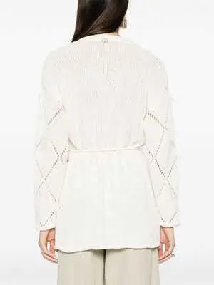 TWINSET Diamond-pattern Crochet Knit Cardigan