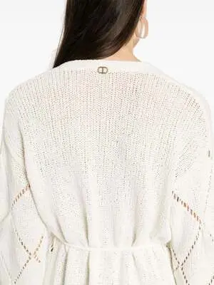 TWINSET Diamond-pattern Crochet Knit Cardigan