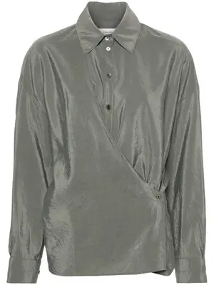 LEMAIRE Draped Silk Blend Shirt - Green