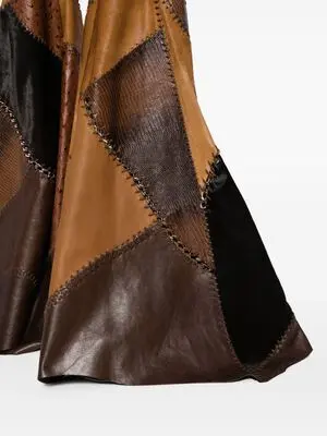Roberto Cavalli Patchwork Flared Leather Trousers
