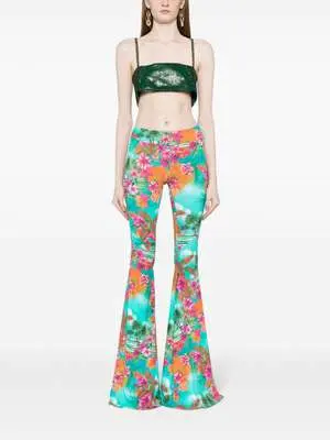 Roberto Cavalli Flared Floral-print Trousers