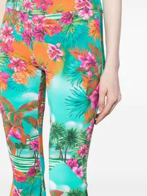 Roberto Cavalli Flared Floral-print Trousers