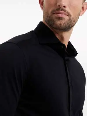 Brunello Cucinelli Spread-collar Cotton Shirt - Black