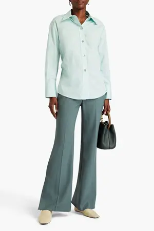 Vince Belted Cotton-blend Poplin Shirt