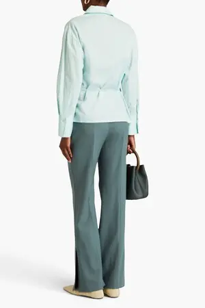Vince Belted Cotton-blend Poplin Shirt