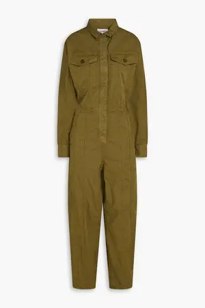 FRAME Cropped Cotton-twill Jumpsuit - Army Green