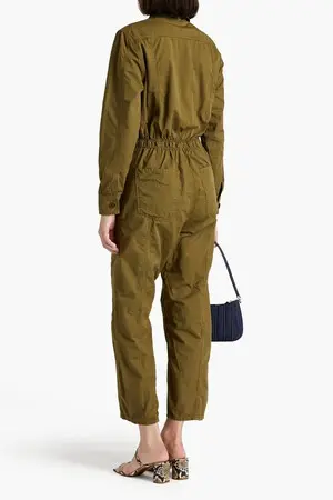 FRAME Cropped Cotton-twill Jumpsuit