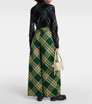 Burberry Checked Wool Twill Wide-leg Pants