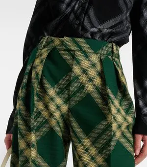 Burberry Checked Wool Twill Wide-leg Pants