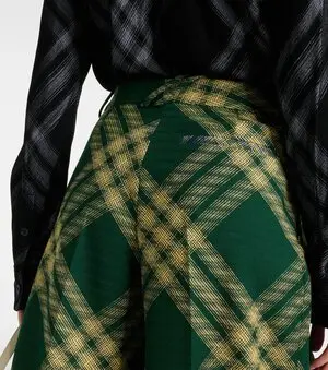 Burberry Checked Wool Twill Wide-leg Pants
