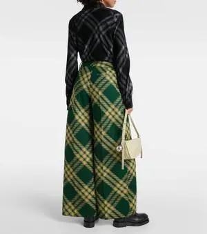 Burberry Checked Wool Twill Wide-leg Pants - Multicoloured