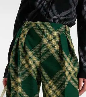 Burberry Checked Wool Twill Wide-leg Pants - Multicoloured