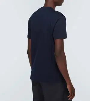 Versace Logo Embroidered Cotton Jersey T-shirt - Blue