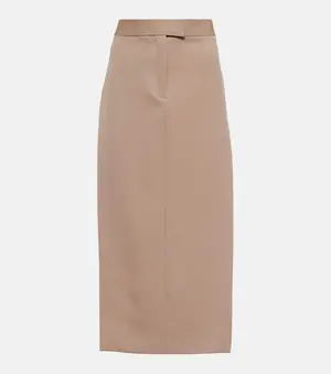 Attico Wool Twill Midi Skirt