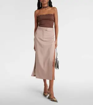 Attico Wool Twill Midi Skirt