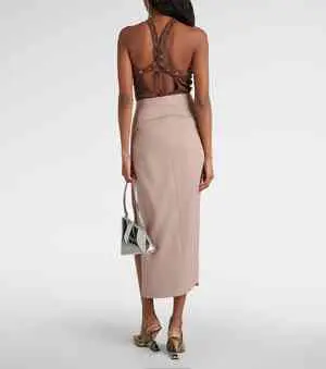 Attico Wool Twill Midi Skirt