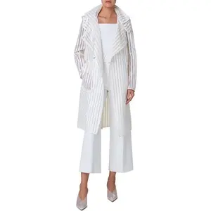 Akris Mesh Stripe Hooded Coat