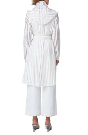 Akris Mesh Stripe Hooded Coat