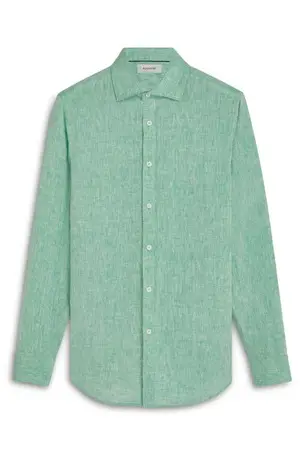 Bugatchi Axel Linen Button-up Shirt - Jade