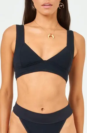L*Space Hailey Rib Bikini Top - Black