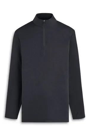 Bugatchi Quarter Zip Performance Pullover - Black