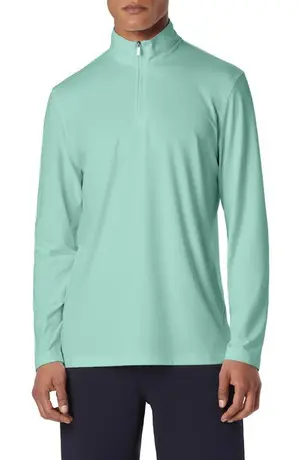 Bugatchi Quarter Zip Performance Pullover - Mint
