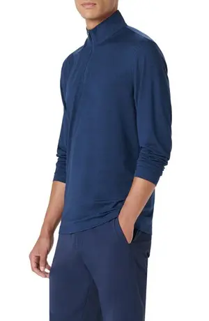 Bugatchi Quarter Zip Performance Pullover - Navy