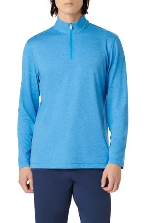 Bugatchi Quarter Zip Performance Pullover - Ocean