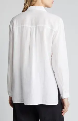 Eileen Fisher Classic Long Sleeve Organic Linen Shirt