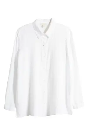 Eileen Fisher Classic Long Sleeve Organic Linen Shirt