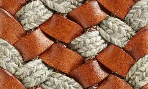 Torino Braided Leather & Linen Belt - Cognac/taupe