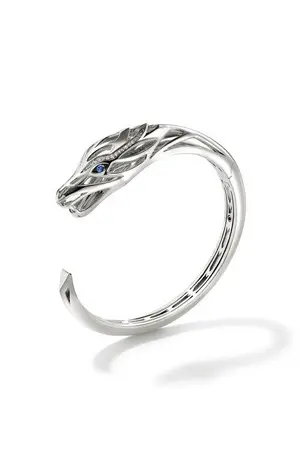 John Hardy Sterling Naga Hinged Cuff With Diamond And Sapphire