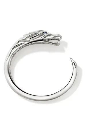 John Hardy Sterling Naga Hinged Cuff With Diamond And Sapphire