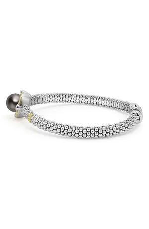 Lagos Luna Lux Black Tahitian Pearl & Diamond Rope Bracelet