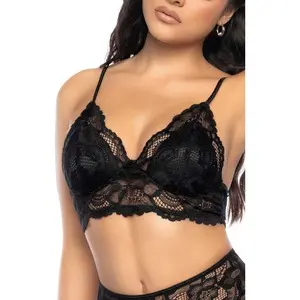 MAPALE Scalloped Lace Bra & Briefs - Black