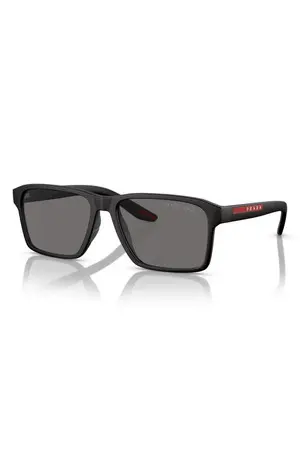 Prada 58mm Polarized Rectangle Sunglasses