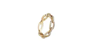 Jennifer Zeuner Jewelry 14k Yellow Diamond Link Ring - Gold